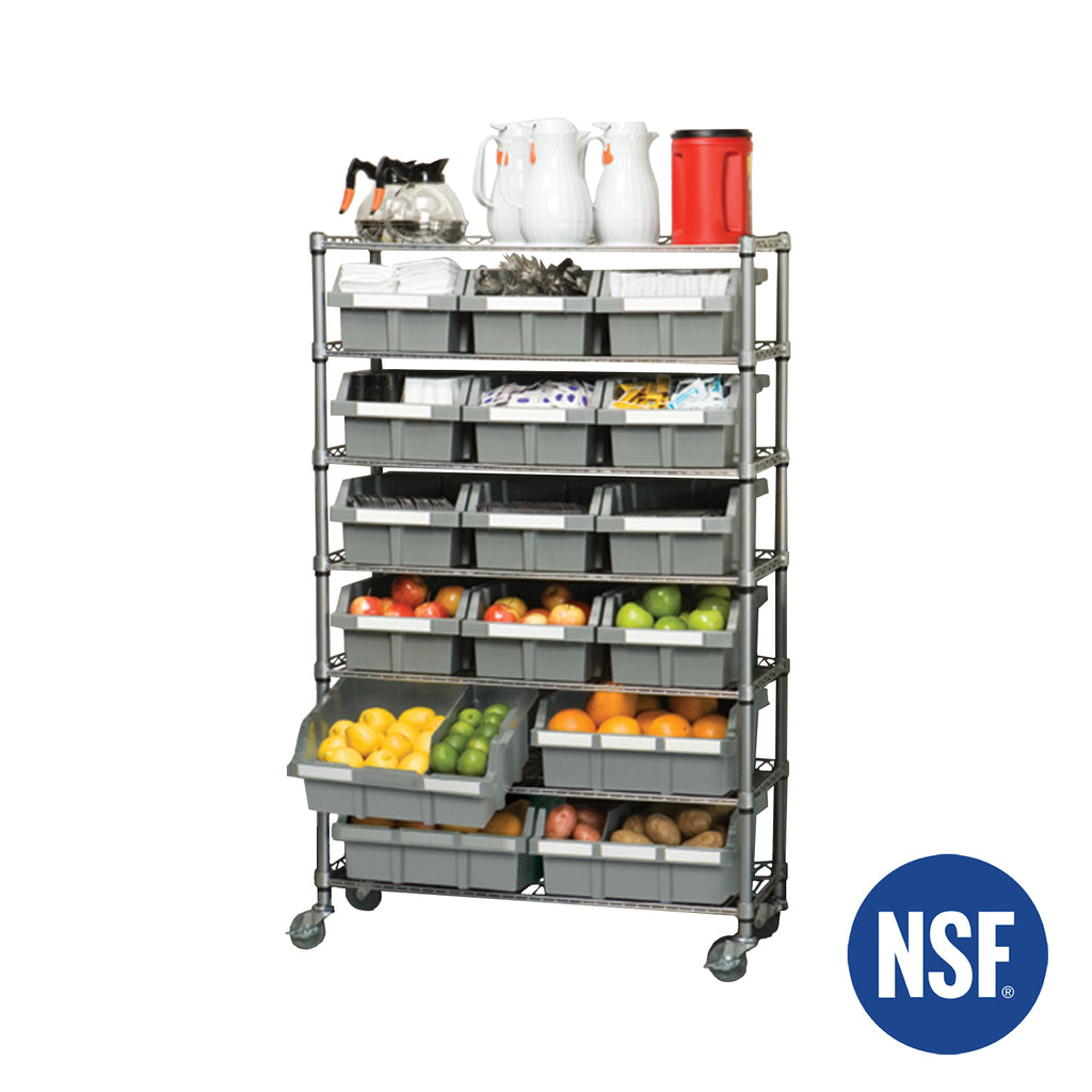 36 x 14 x 56, 7-Tier NSF 16-Bin Rack Shelving – Vancouver Classics